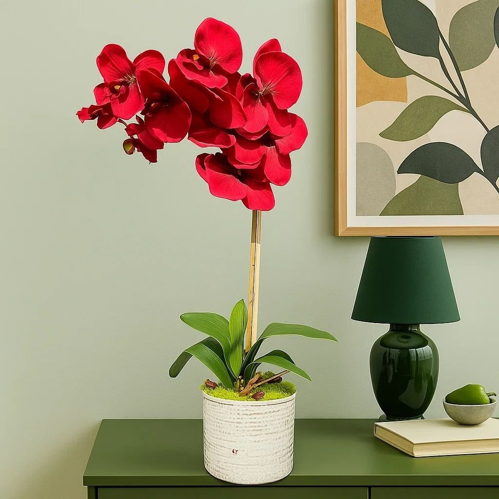 Orchidée Artificielle Rouge En Pot - Fleuriste à Casablanca - Acheter ...