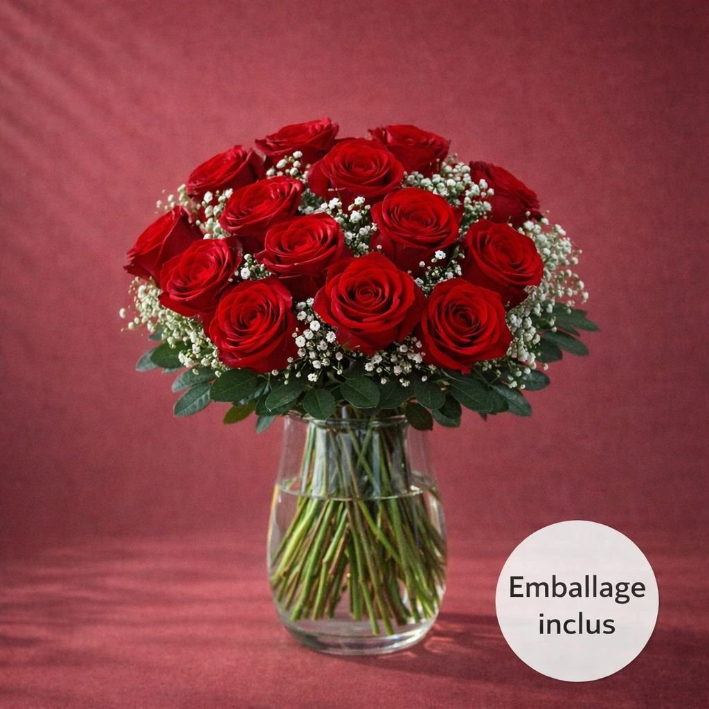 Bouquet 15 Roses Avec 1 Tige Gypso – L’Édition Saint-Valentin 2026 ...